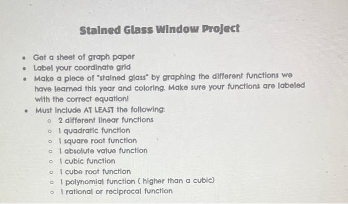 Solved Stained Glass Window Prolect - Get a sheet of graph | Chegg.com