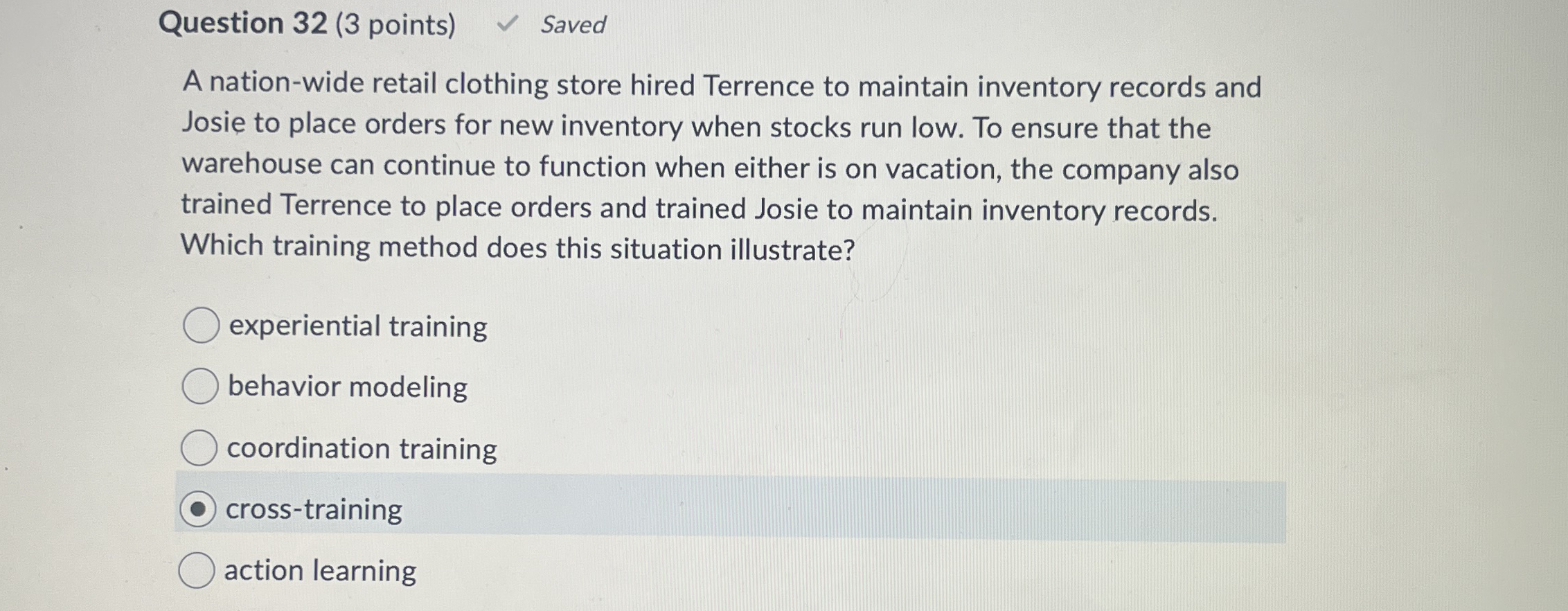 Solved Question 32 (3 points) SavedA nation-wide retail | Chegg.com Solved Question 32 (3 points) SavedA nation-wide retail | Chegg.com