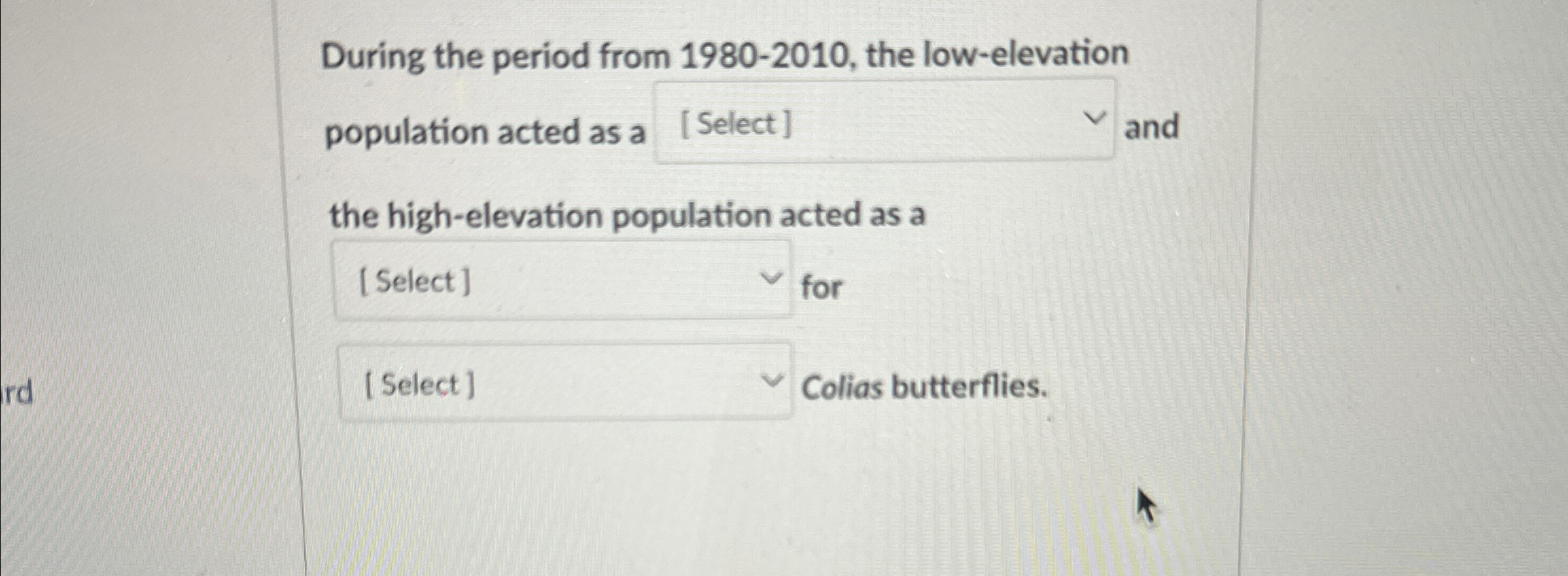 Solved During the period from 1980-2010, ﻿the low-elevation | Chegg.com