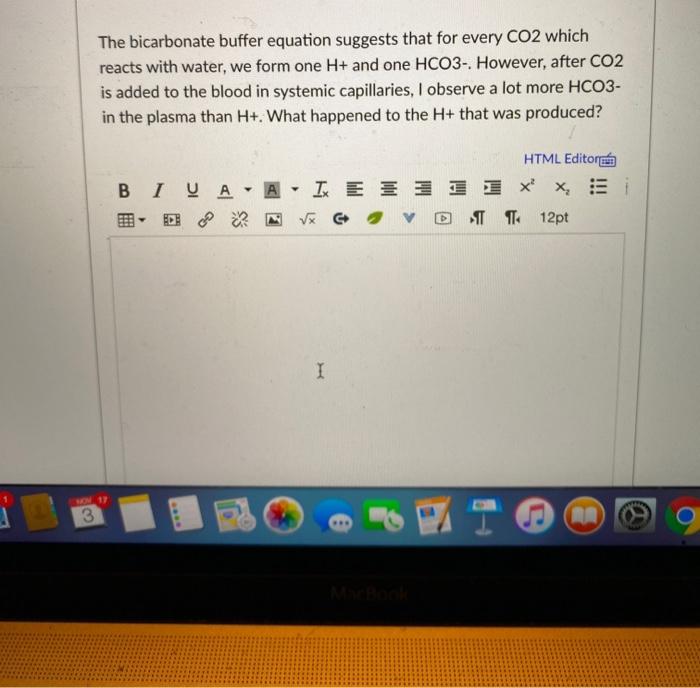 Solved The Bicarbonate Buffer Equation Suggests That For Chegg