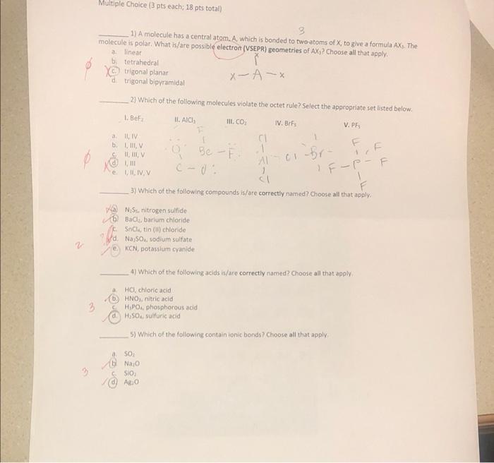 Solved Multiple Choice (3 pts each; 18 pts total) 1) A | Chegg.com