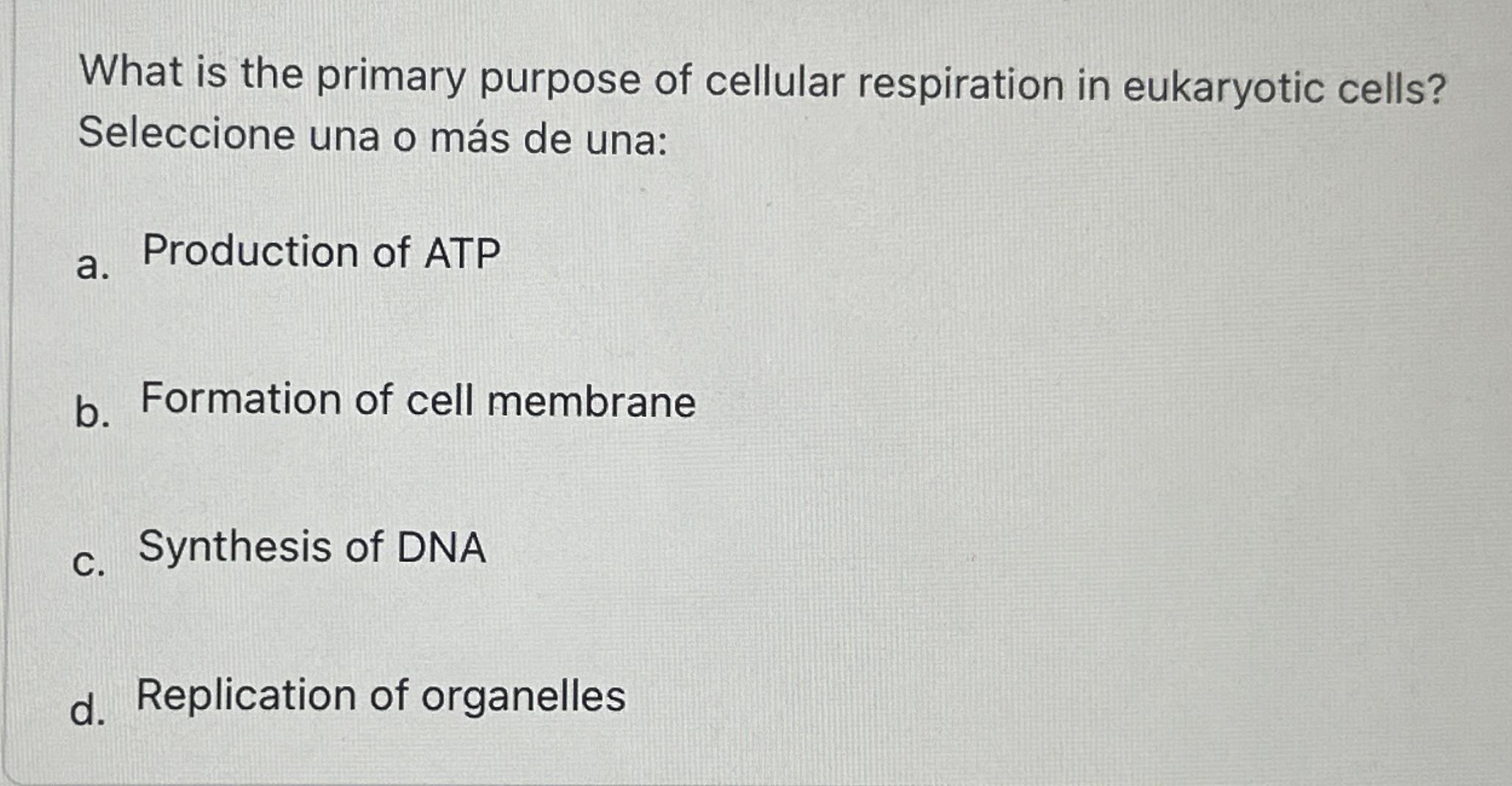 Solved What is the primary purpose of cellular respiration | Chegg.com