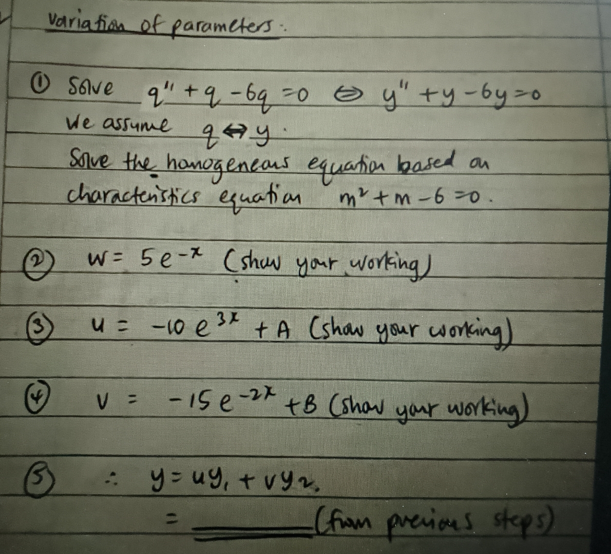 Using variation of parameters:(1) ﻿Solve | Chegg.com