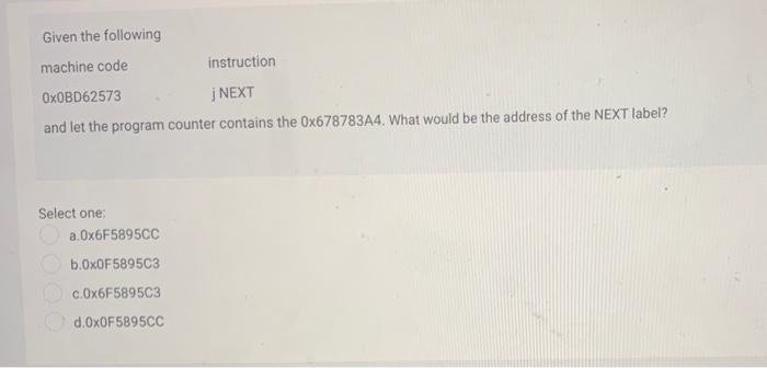 Solved Given the following machine code instruction | Chegg.com