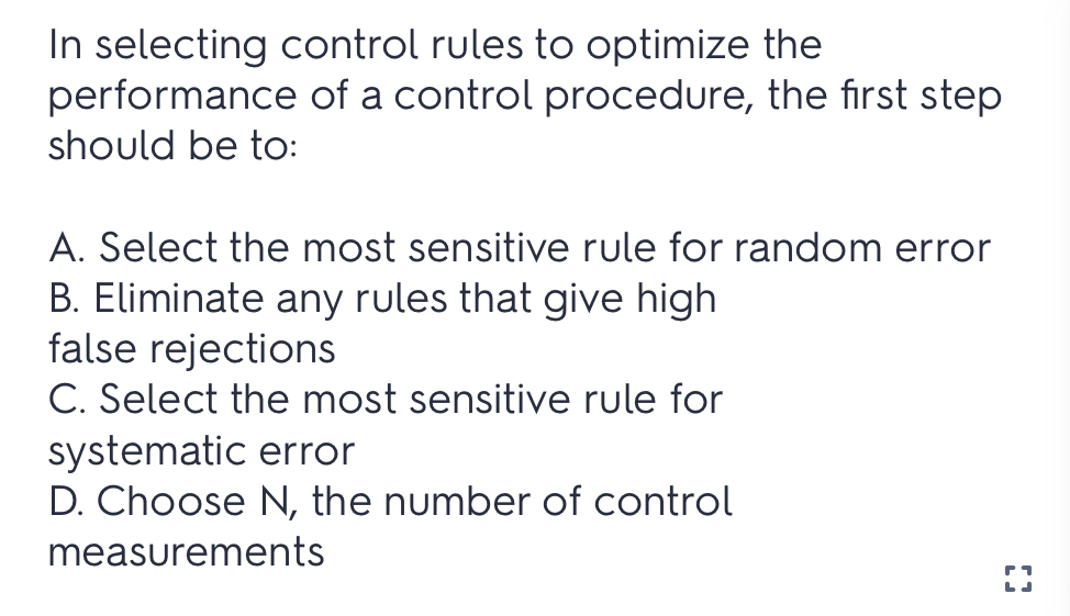 Solved In selecting control rules to optimize theperformance | Chegg.com