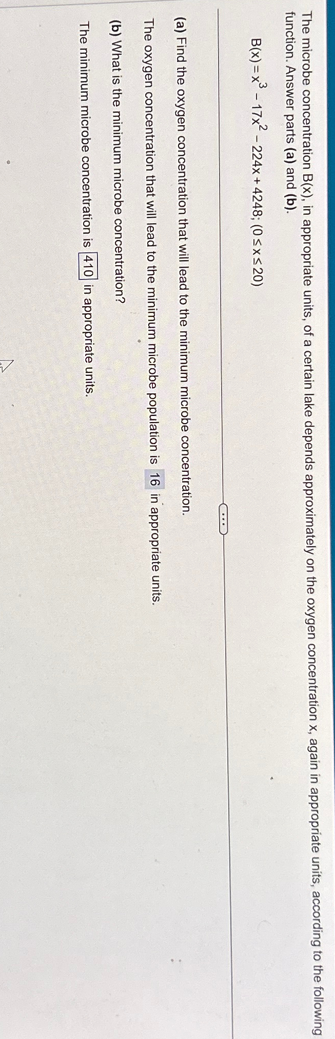 Solved The microbe concentration B(x), ﻿in appropriate | Chegg.com