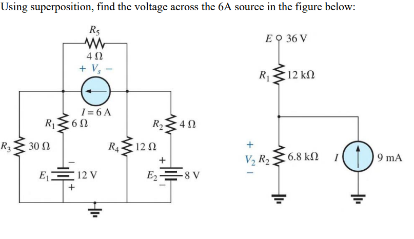 Solved Using superposition, find the voltage across the 9mA | Chegg.com