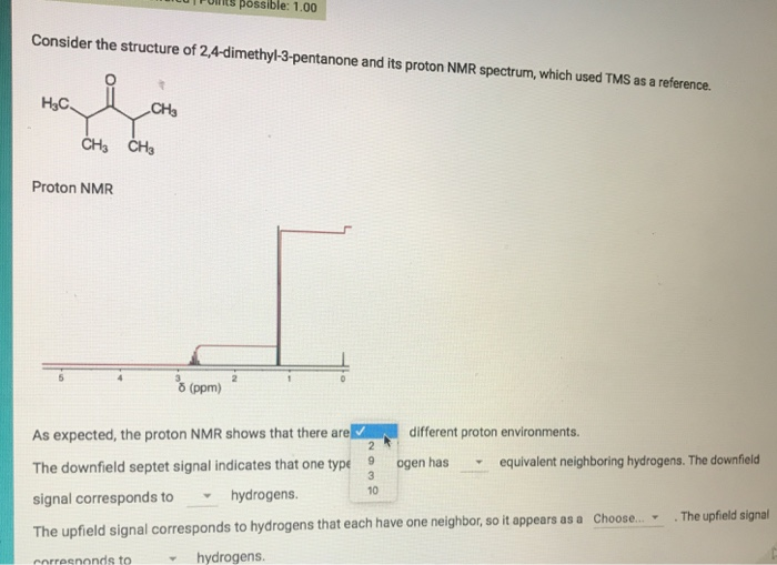 Solved Consider the given 'H NMR spectrum, including TMS as | Chegg.com
