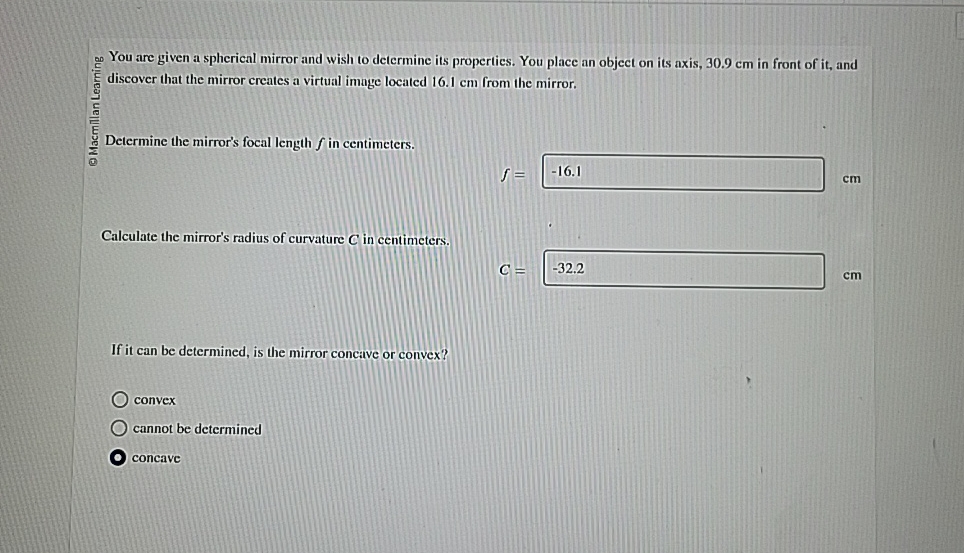 Solved 올You are given a spherical mirror and wish to | Chegg.com