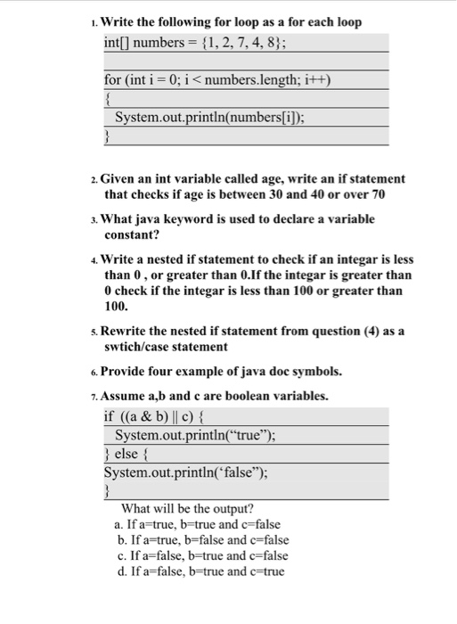 Solved 1 Write The Following For Loop As A For Each Loop