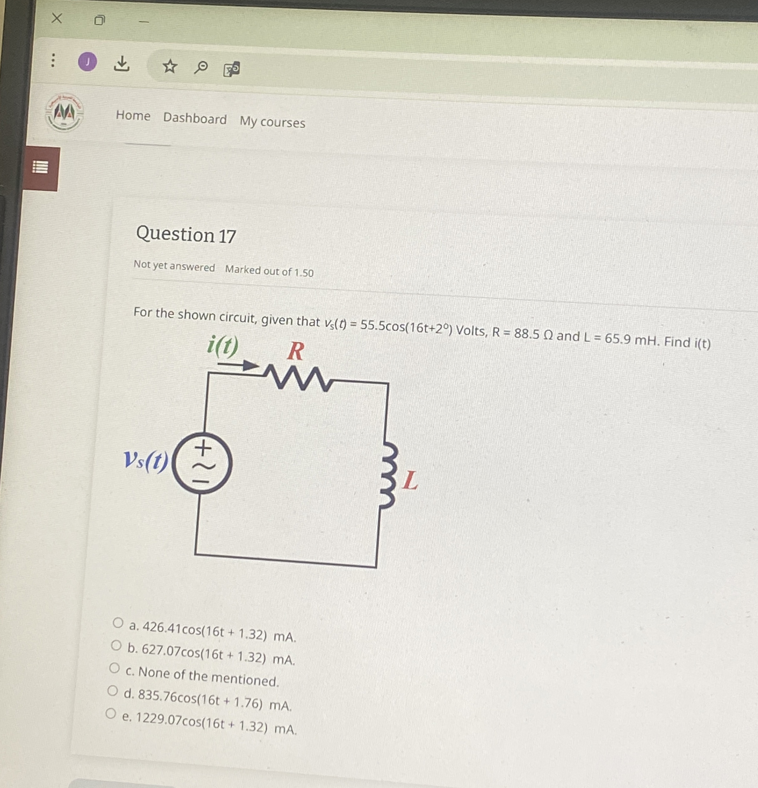 Solved Home Dashboard My coursesQuestion 17Not yet answered | Chegg.com
