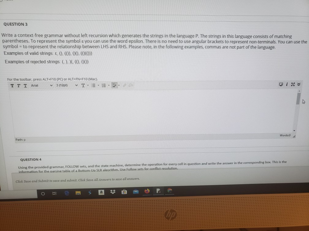 Solved QUESTION 3 Write a context-free grammar without left | Chegg.com