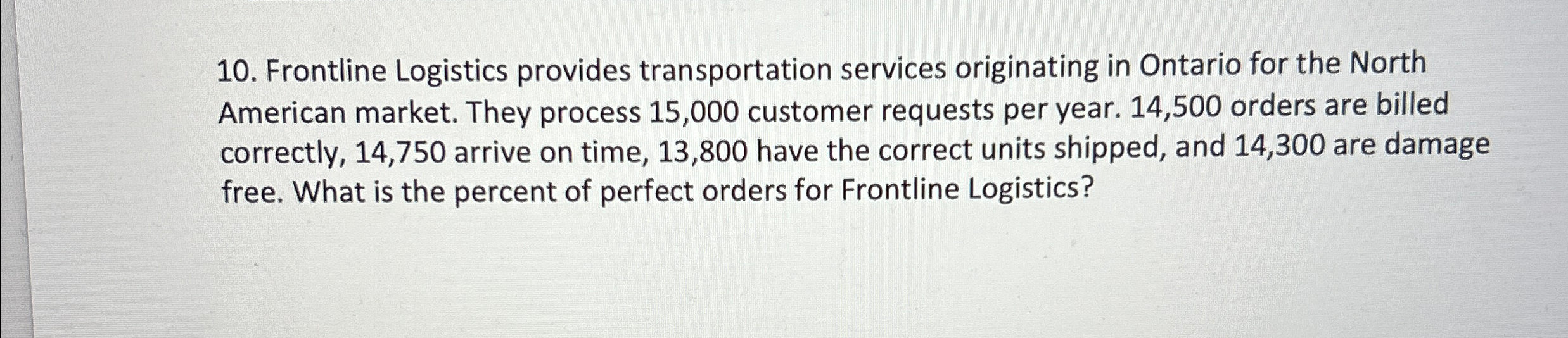 Solved Frontline Logistics provides transportation services | Chegg.com