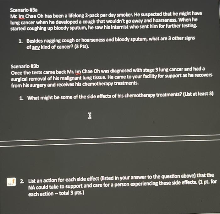Solved Scenario \#3a Mr. Im Chae Oh has been a lifelong | Chegg.com