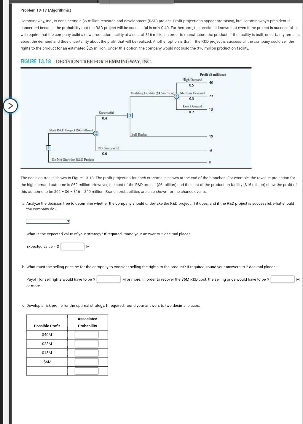 Solved Problem 13-17 (Algorithmic)Hemmingway, Inc., is | Chegg.com