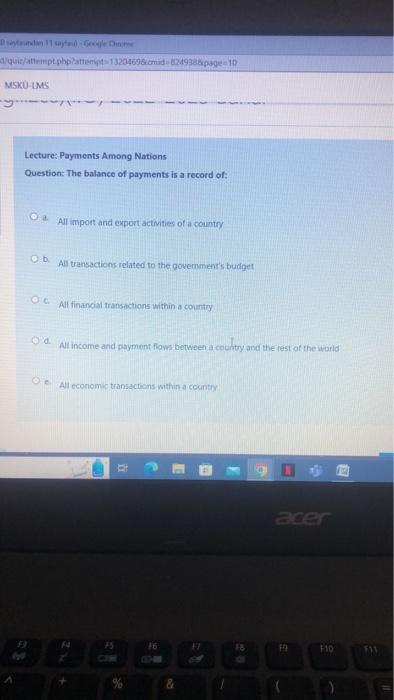 Solved Lectures Payments Among Nations Question: The balance | Chegg.com