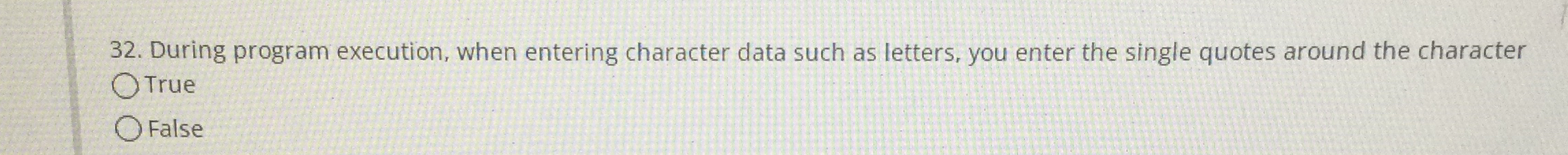 Solved During program execution, when entering character | Chegg.com