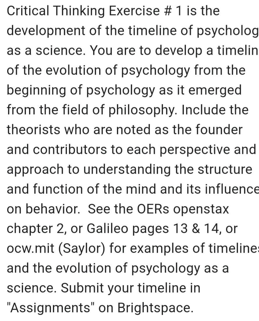 Solved Critical Thinking Exercise # 1 is the development of | Chegg.com