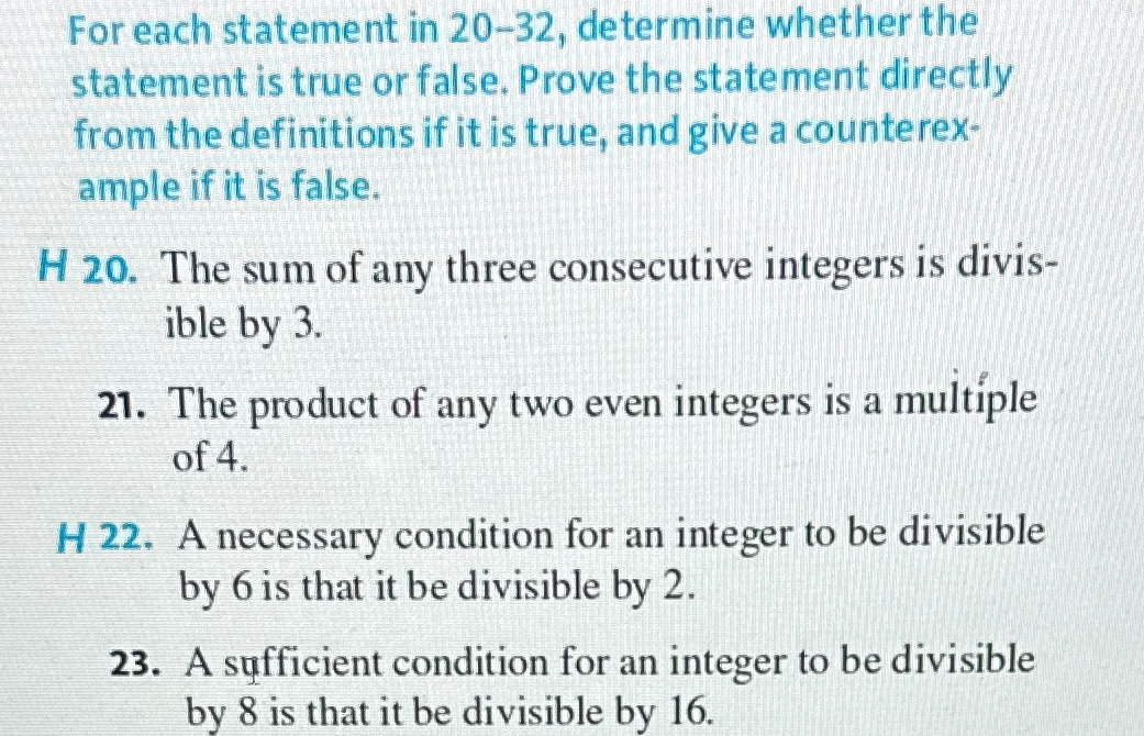 Solved For each statement in 20-32, ﻿determine whether the | Chegg.com