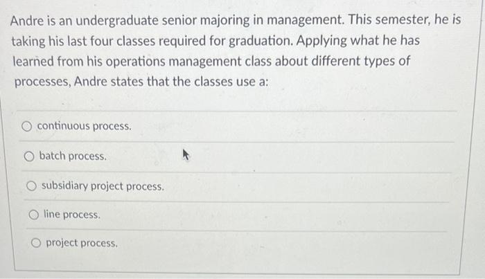 Solved Andre is an undergraduate senior majoring in | Chegg.com