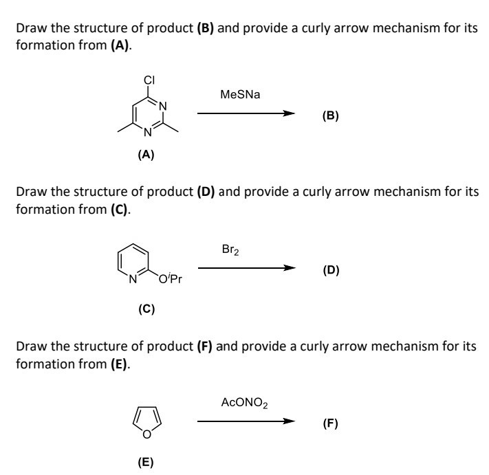 Solved Draw the structure of product (B) and provide a curly | Chegg.com
