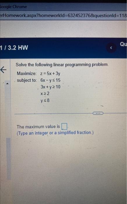 Solved Solve the following linear programming problem. | Chegg.com
