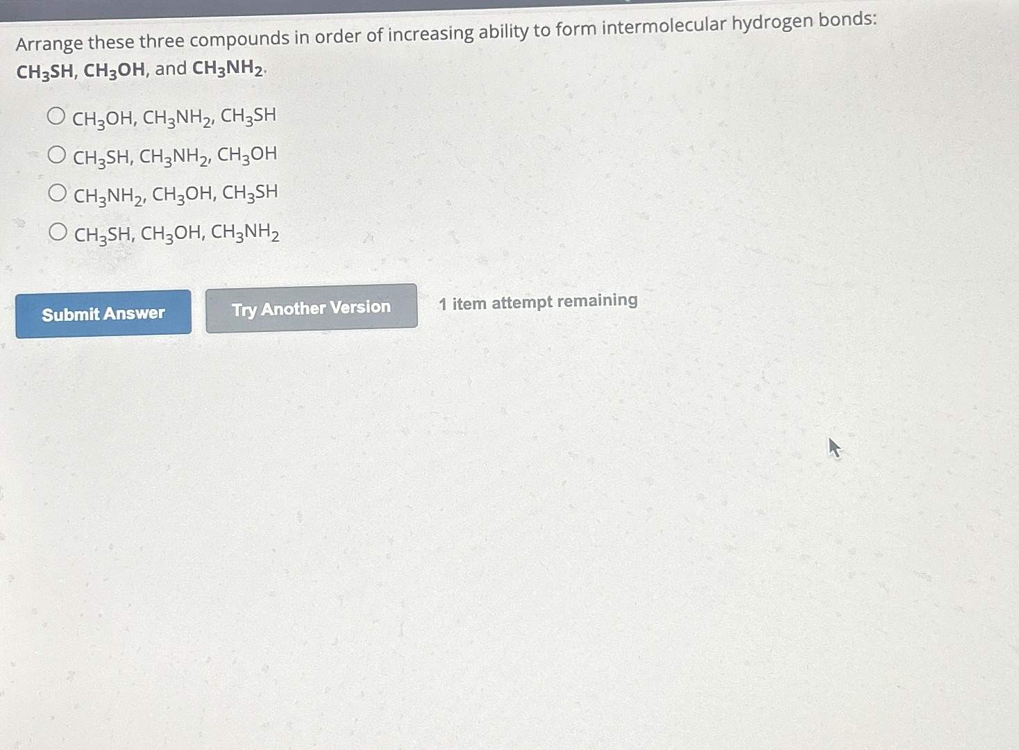 Solved Arrange these three compounds in order of increasing | Chegg.com