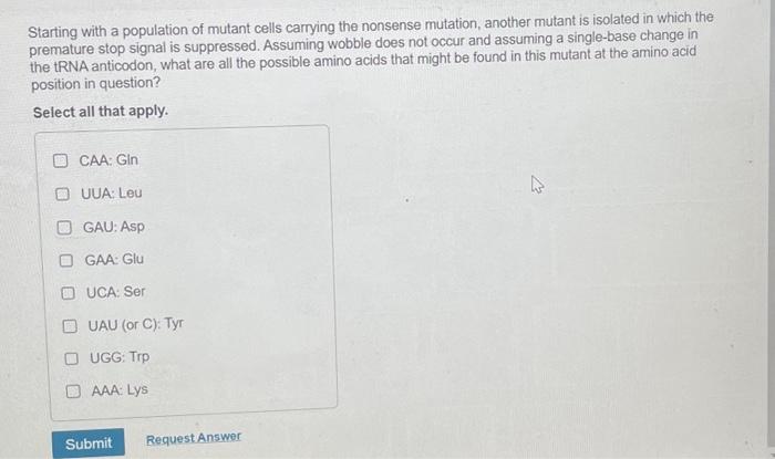 Solved Starting with a population of mutant cells carrying | Chegg.com