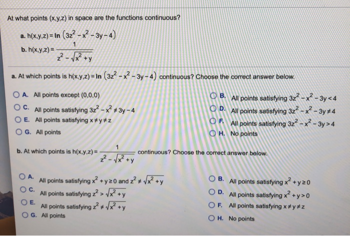 Solved At what point (x,y) in the plane are the functions | Chegg.com