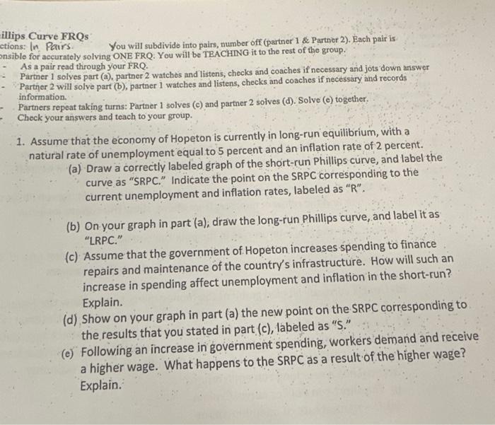 Solved lips Curve FRQs tions: In Pairs. You will subdivide | Chegg.com