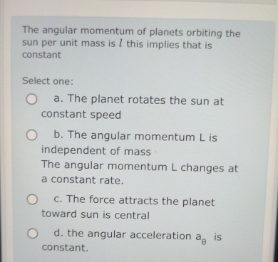 Solved The angular momentum of planets orbiting the sun per | Chegg.com