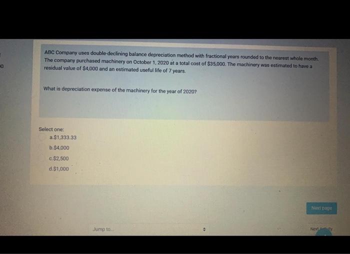 Solved 10 ABC Company uses double-declining balance | Chegg.com