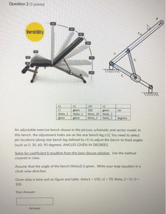 Question 2 ( 3 points) An adjustable exercise bench | Chegg.com