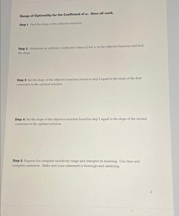 Solved Recall that the range of optimality is the maximum | Chegg.com