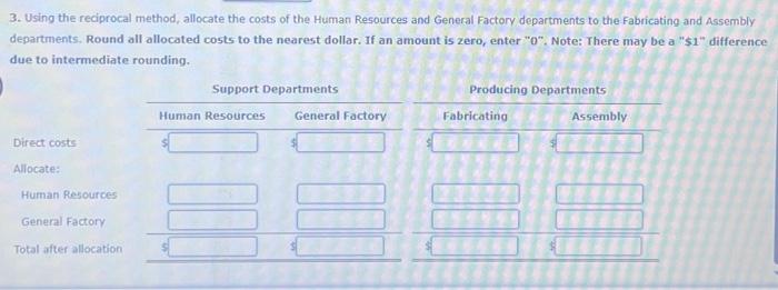 Solved 1. Calculate the allocation ratios (rounded to four | Chegg.com