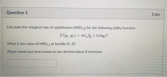 Solved Question 6 2 pts Alina, whose Bernoulli utility | Chegg.com