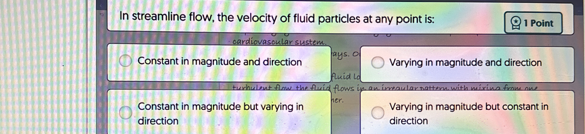 Solved In streamline flow, the velocity of fluid particles | Chegg.com