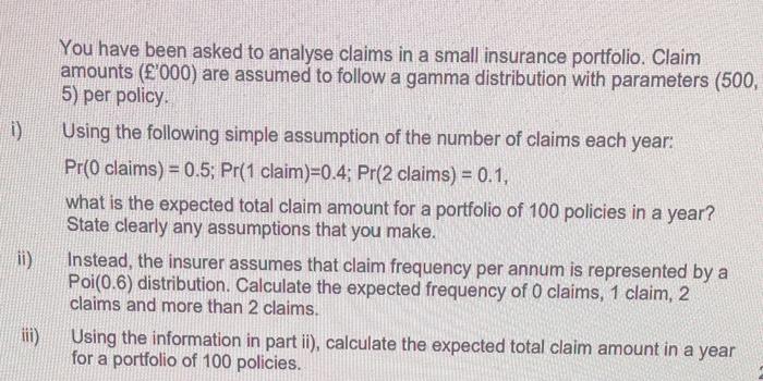 Solved You have been asked to analyse claims in a small | Chegg.com