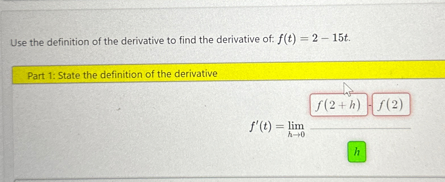 Solved Use the definition of the derivative to find the | Chegg.com