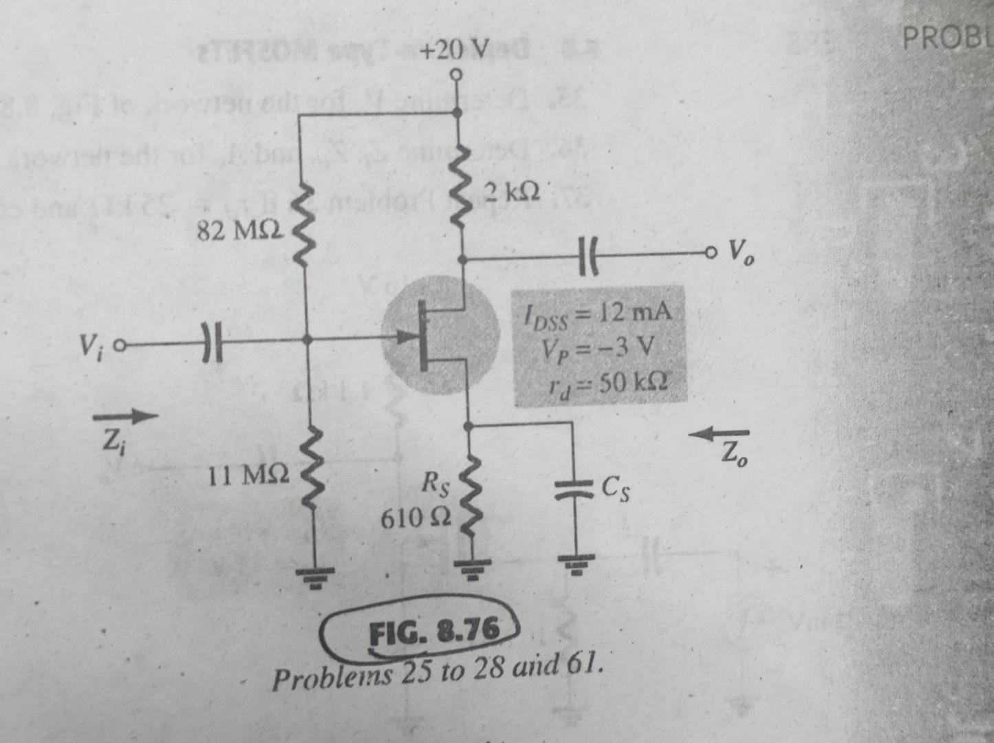 Solved Problems 25 to 28 and 61 .=−gm(v0∣R0) Voltoge | Chegg.com