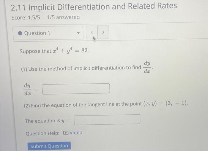 Solved 2.11 Implicit Differentiation and Related Rates | Chegg.com