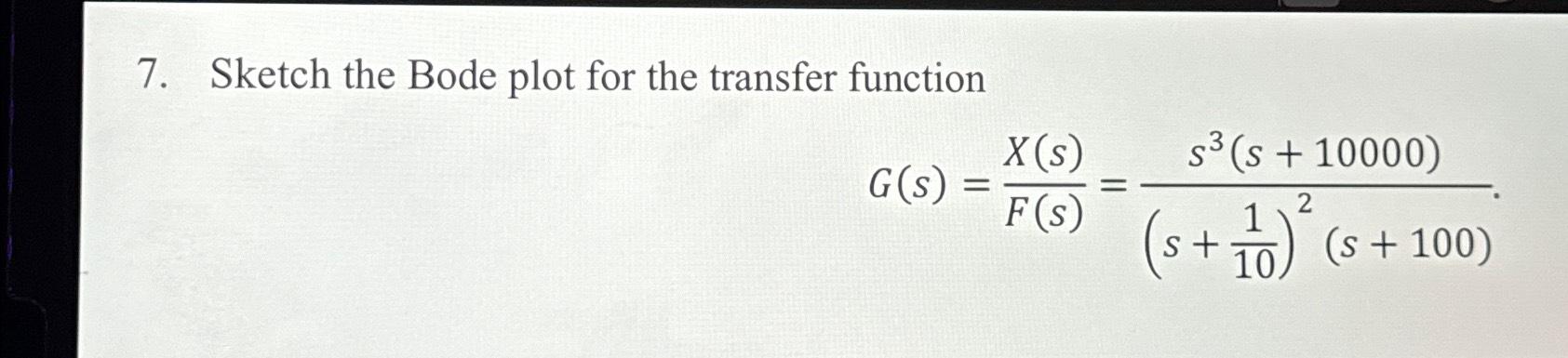 Solved Sketch the Bode plot for the transfer | Chegg.com