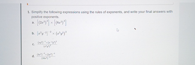 Solved Simplify the following expressions using the rules of | Chegg.com