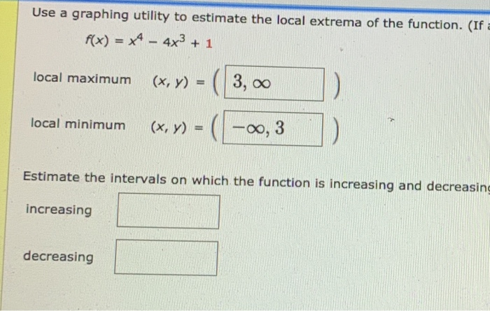 Solved Use a graphing utility to estimate the local extrema | Chegg.com