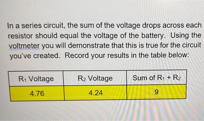 Solved In a series circuit, the sum of the voltage drops | Chegg.com
