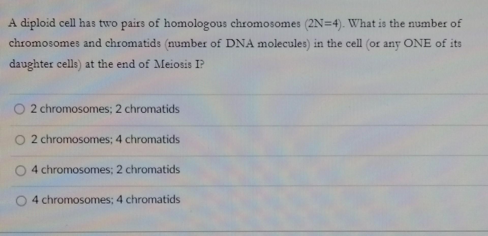 Solved A diploid cell has two pairs of homologous | Chegg.com