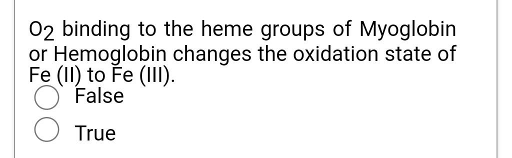 Solved O2 binding to the heme groups of Myoglobin or | Chegg.com