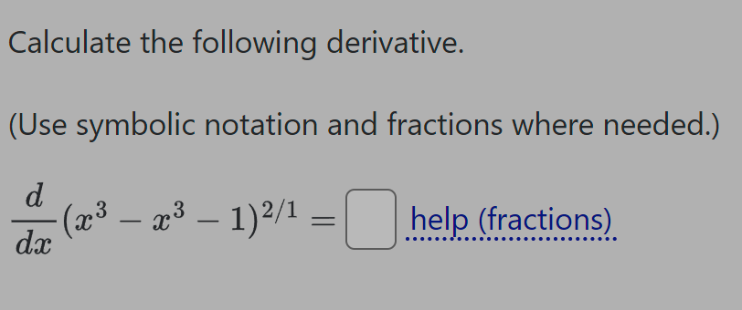Solved Calculate the following derivative.(Use symbolic | Chegg.com