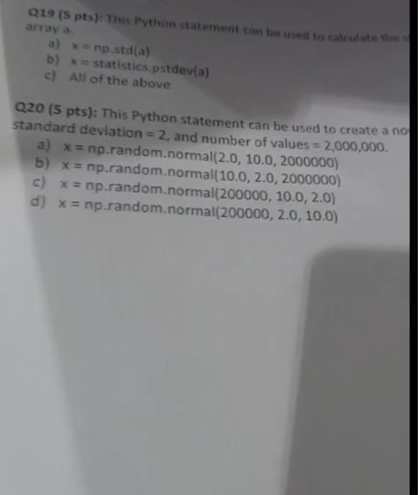 Solved Q19 (S pts): This Python statement can be used 6 | Chegg.com