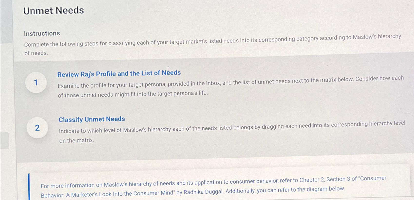 Solved Unmet NeedsInstructionsComplete the following steps | Chegg.com